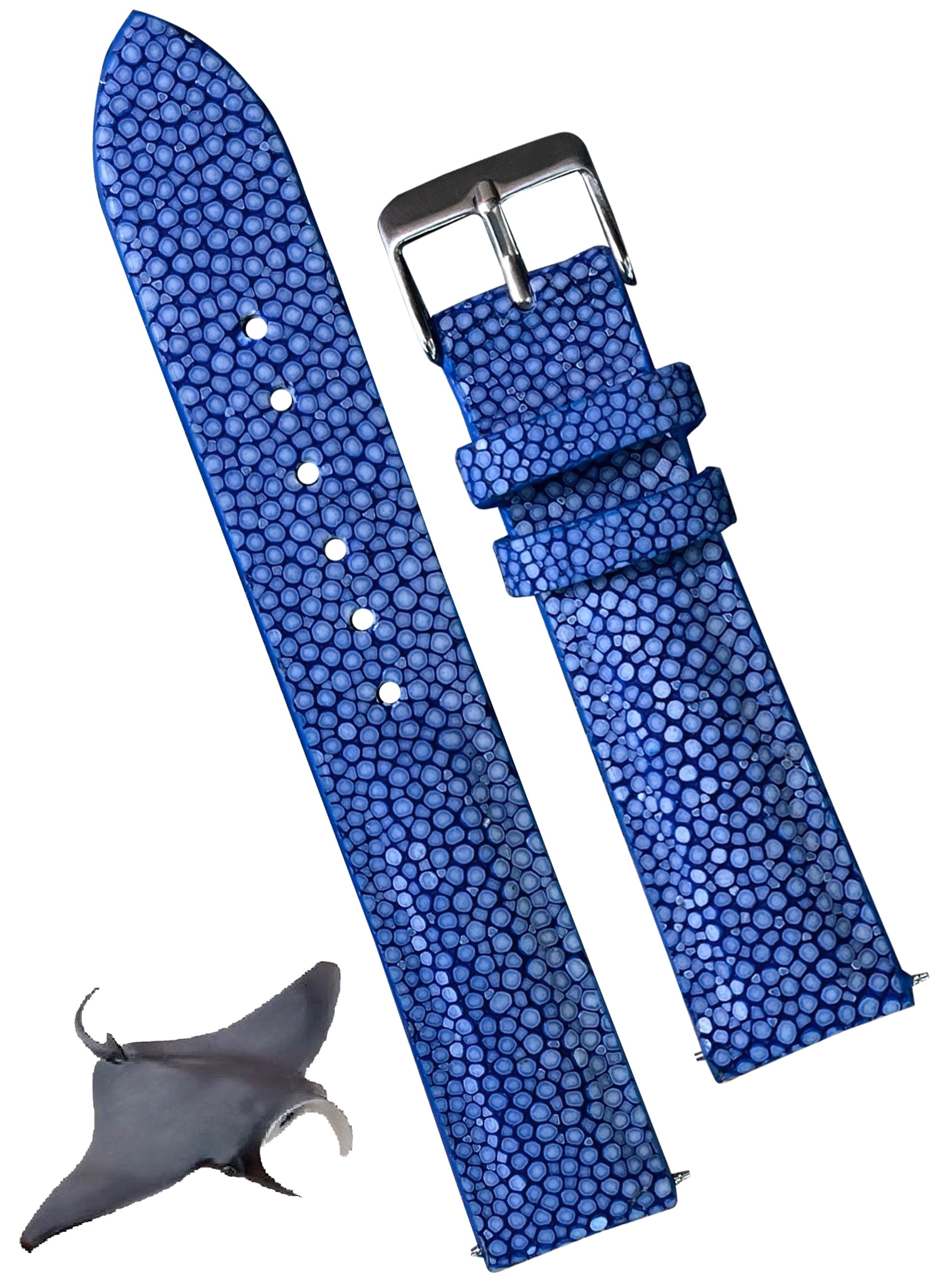 21mm Blue Stingray Leather Watch Band Men Exotic Leather Watch Strap ...