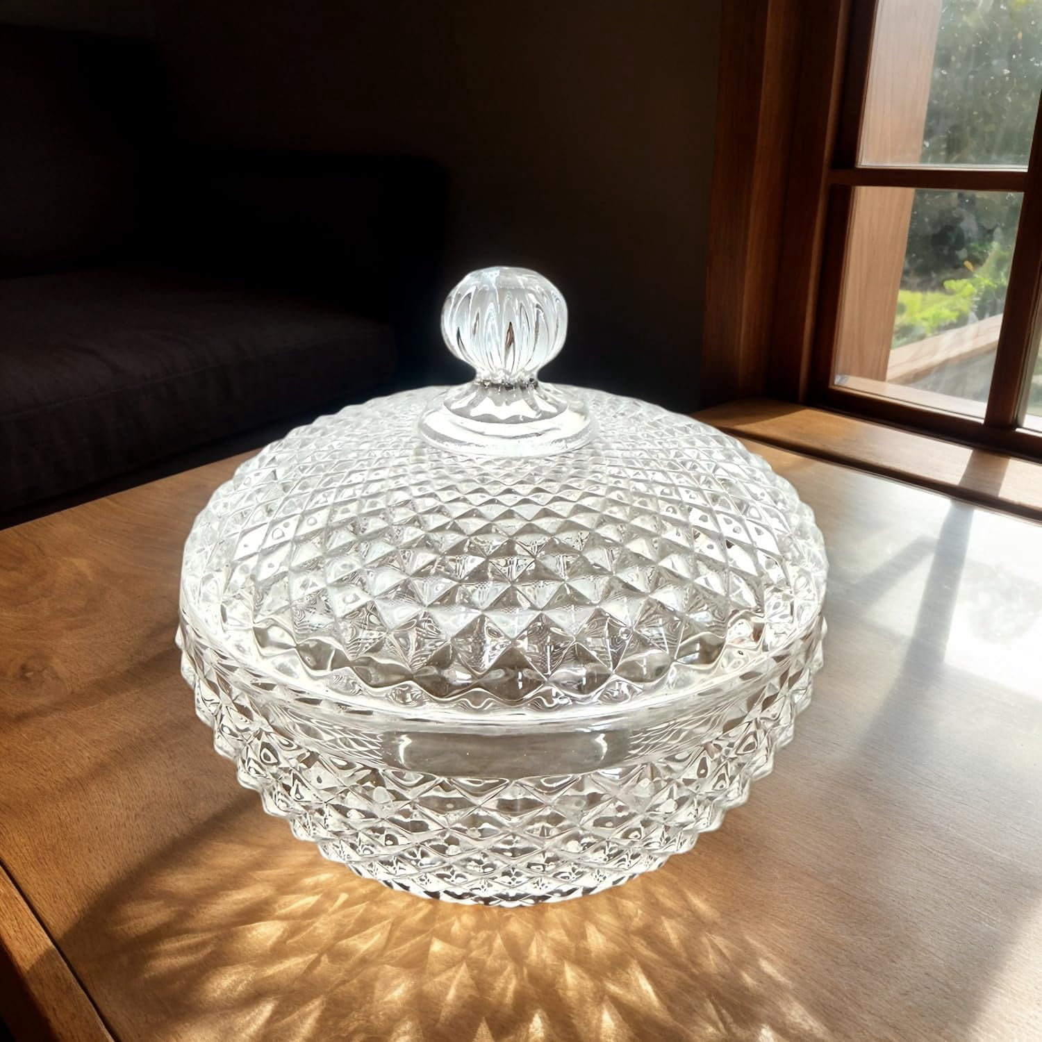 21oz Glass Candy Jar with Lid | Large Clear Crystal Christmas Candy ...