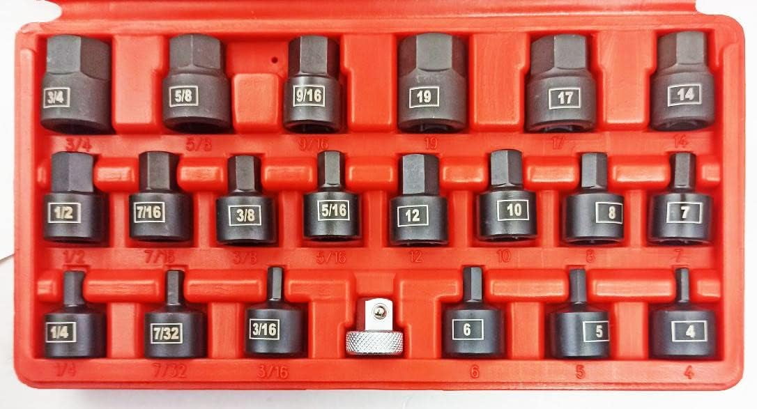 21pc 3/8" Drive SAE and Metric Hex Low Profile Nano CR-Mo Impact Socket Bit Set - Walmart.com