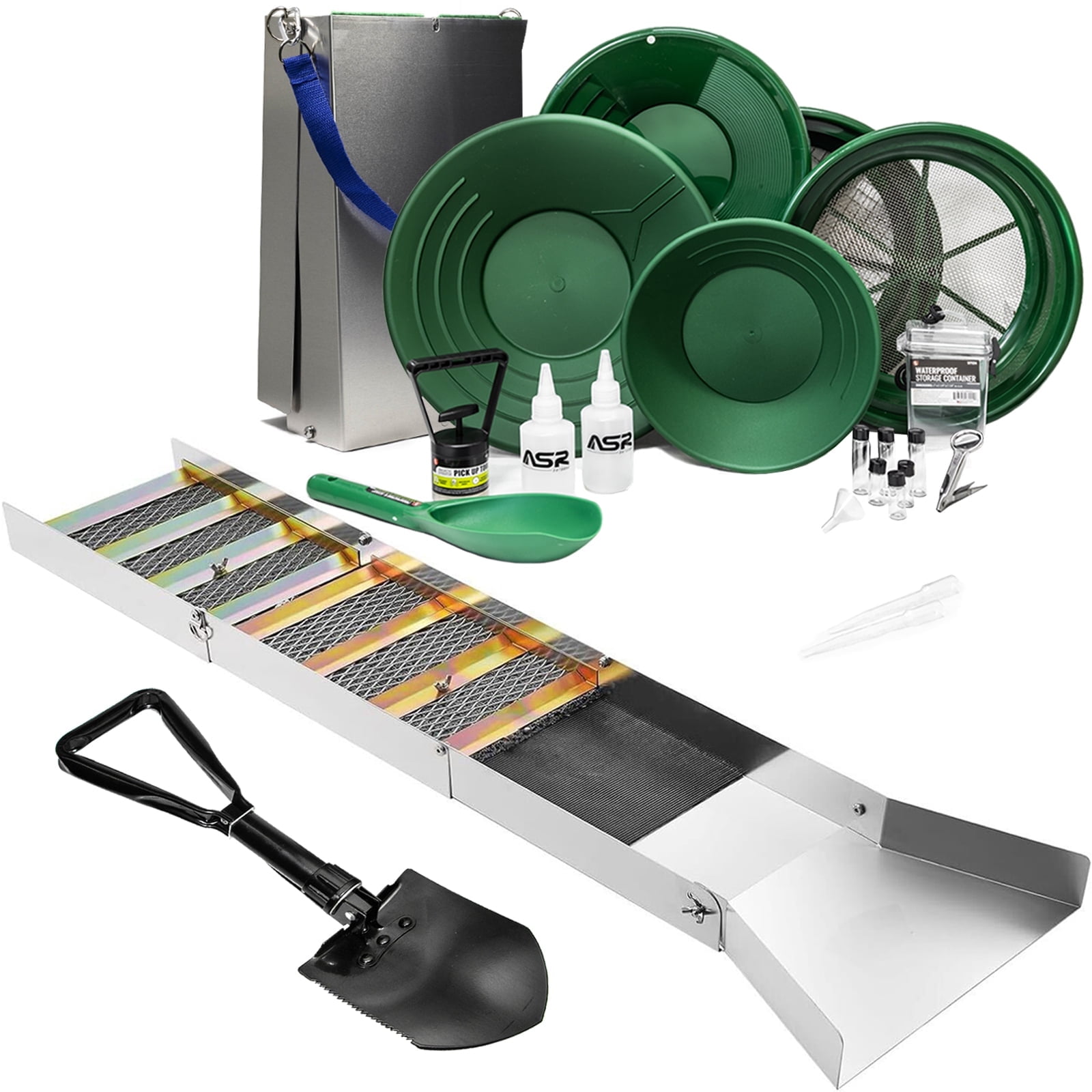 ASR Outdoor 21pc Gold Panning Kit with Sluice Box, Classifier & Mining ...