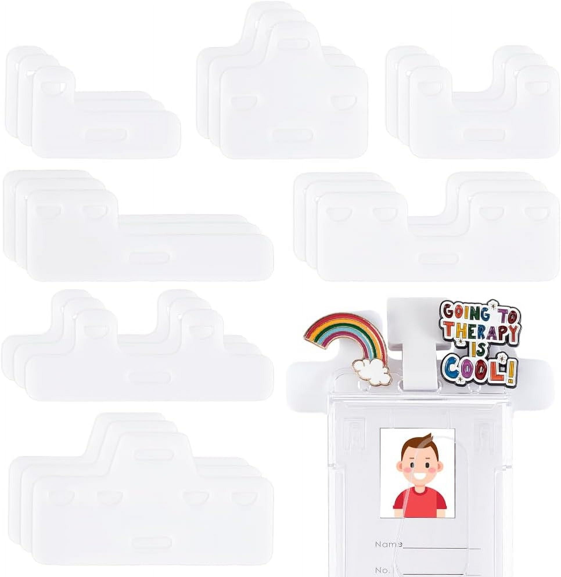 21pcs 7 Styles Badge Buddy Topper White Acrylic Card Holder Buddy Pin ...