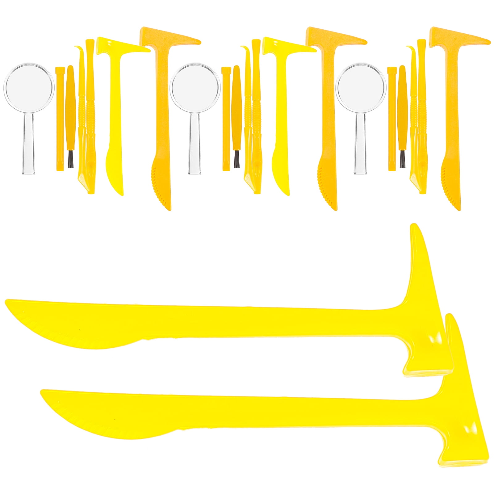 OUNONA Yellow Plastic Digging Tools Set for Decoration Use 21 Pieces 3 ...