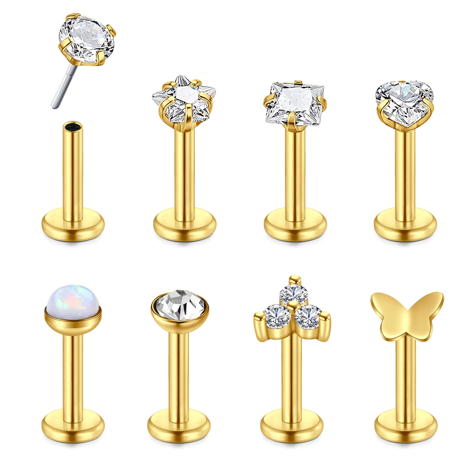 Briana Williams Nose Ring Set, 21pcs Nose Studs and Hoops, 316L ...