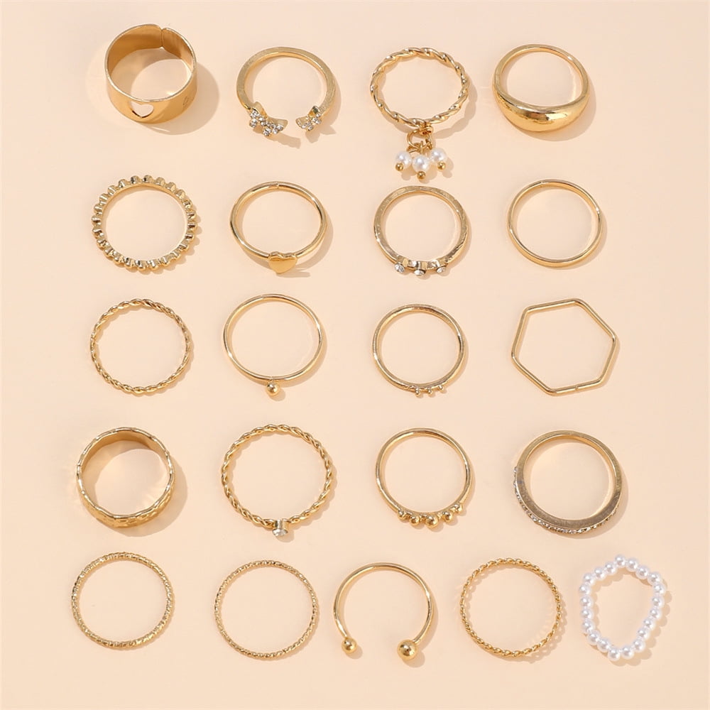 VIVIAN 21pcs Gold Knuckle Stacking Rings for Women Vintage Boho ...