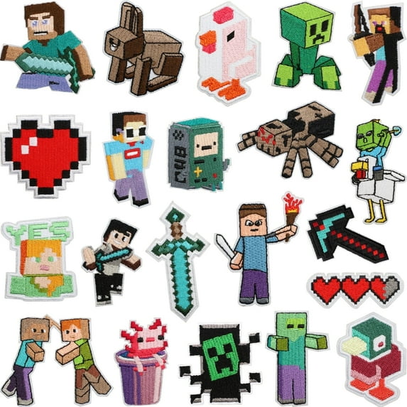 JFT WORLD PATCHES, 21pcs Minecraft Iron-On Patches for Clothes, Bags ...