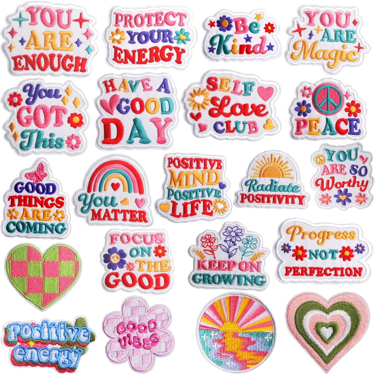 21pcs Positive Affirmation Iron On Patches Boho Hippie Daily Reminder ...