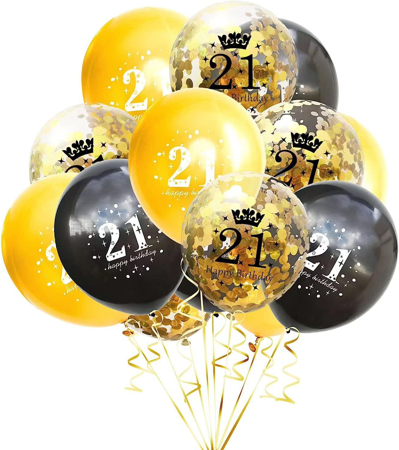 21st Birthday Balloons Black and Gold 21st Birthday Decorations for Him ...