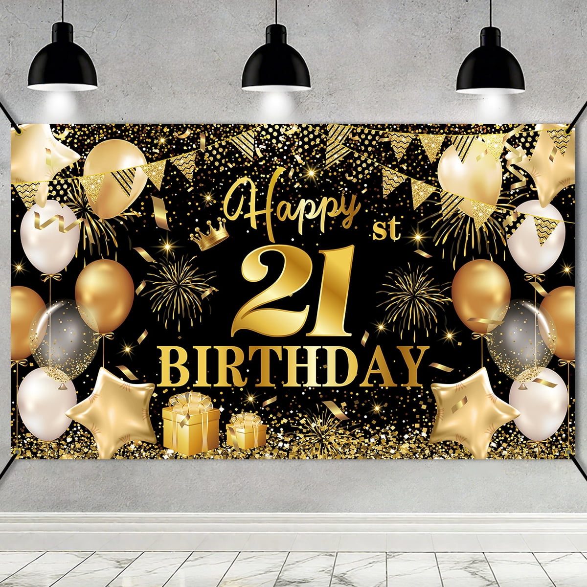 21st Birthday Banner 21st Backdrop for Her Him Happy Birthday Party ...