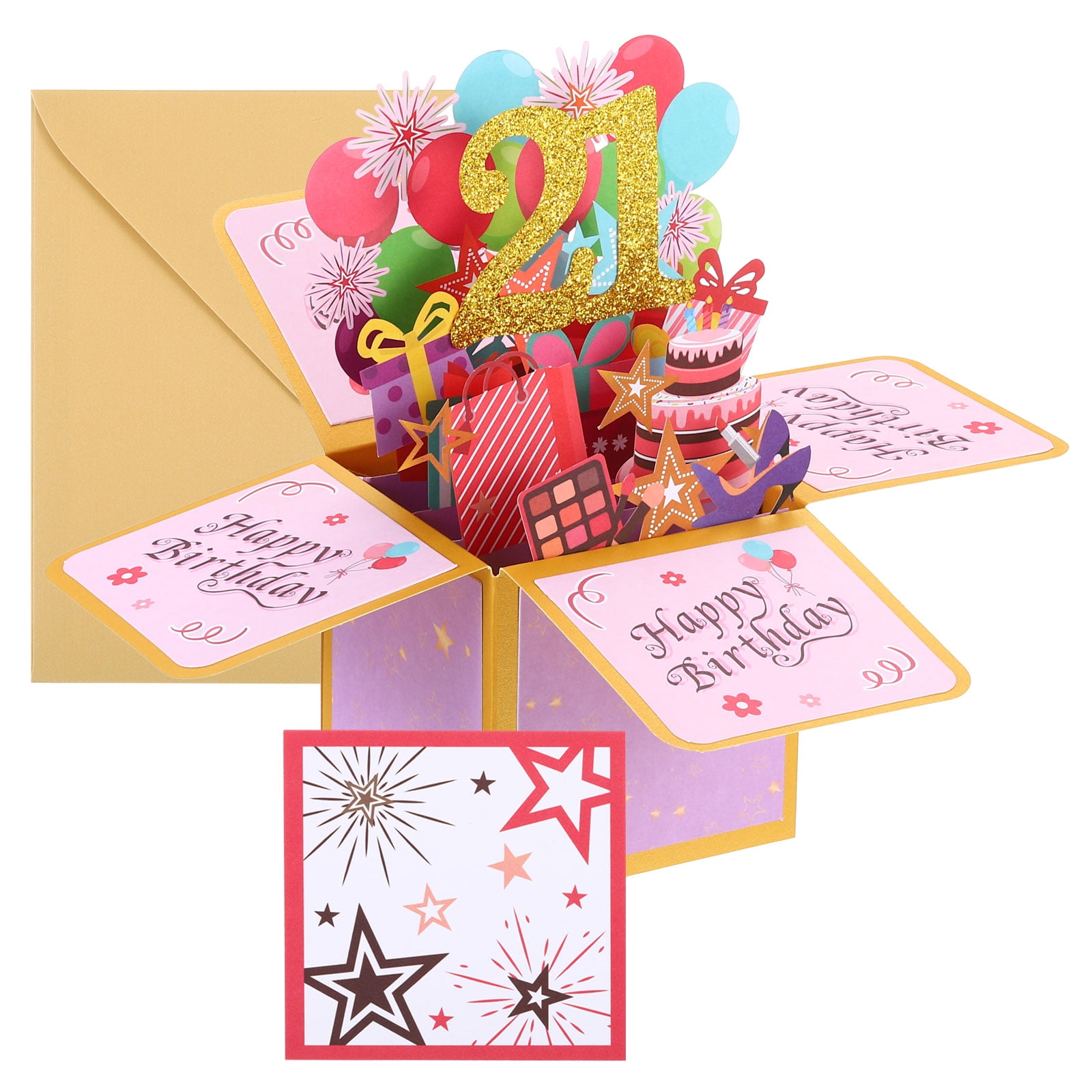 21st Birthday Card, Pop-Out Birthday Card Gift Card Happy Birthday with ...