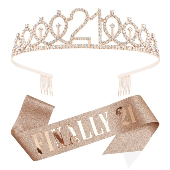 21st Birthday Crowns and Sashes for Women, Birthday Sash Princess Tiara ...