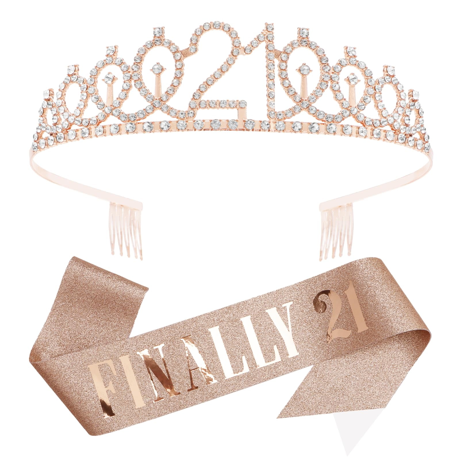 21st Birthday Crowns and Sashes for Women, Birthday Sash Princess Tiara ...