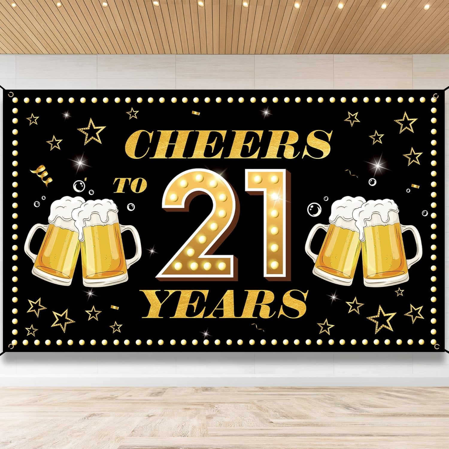 21st Birthday Decorations, Cheers to 21 Years Backdrop Banner for Him ...