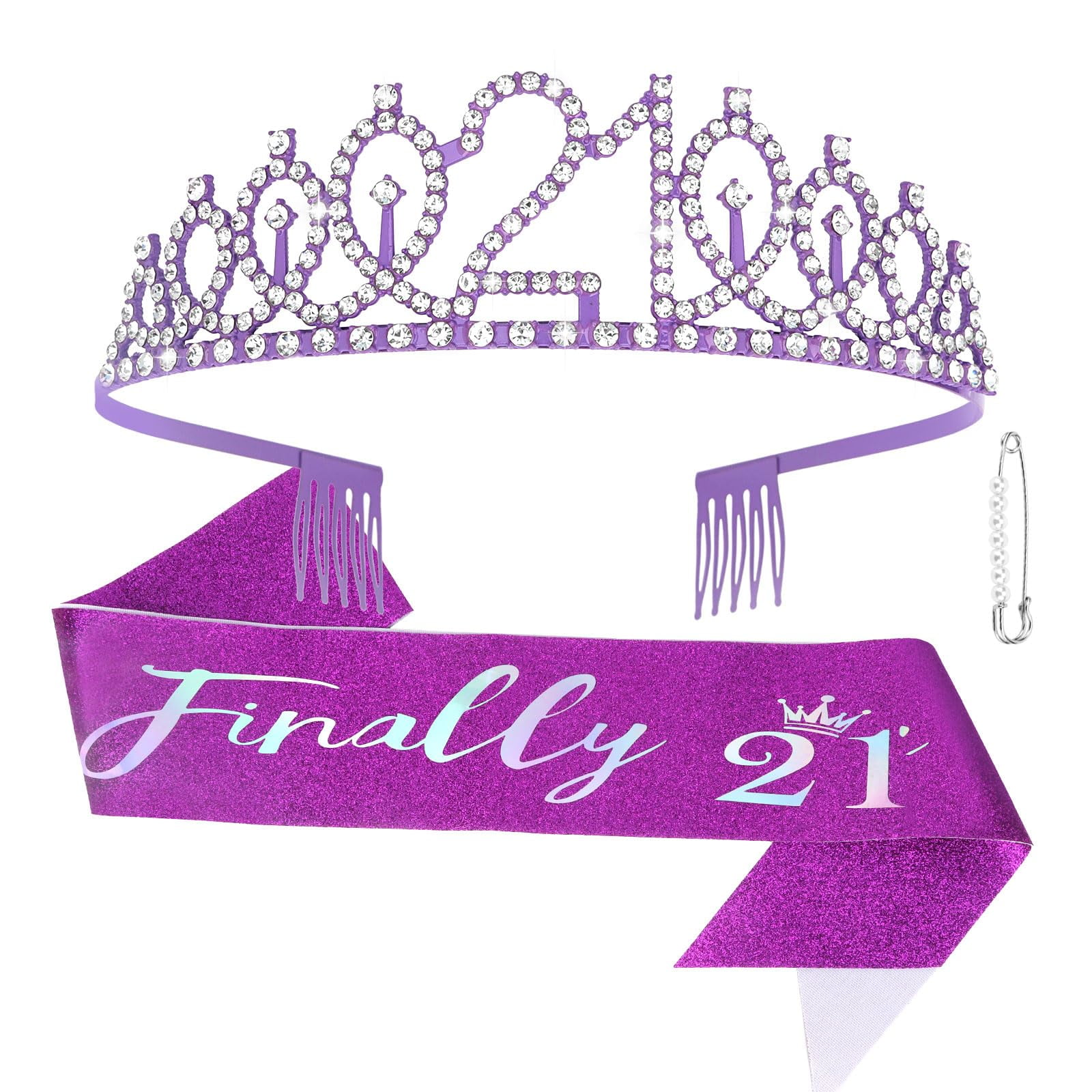 21st Birthday Decorations for Her "Finally 21" Birthday Sash and ...