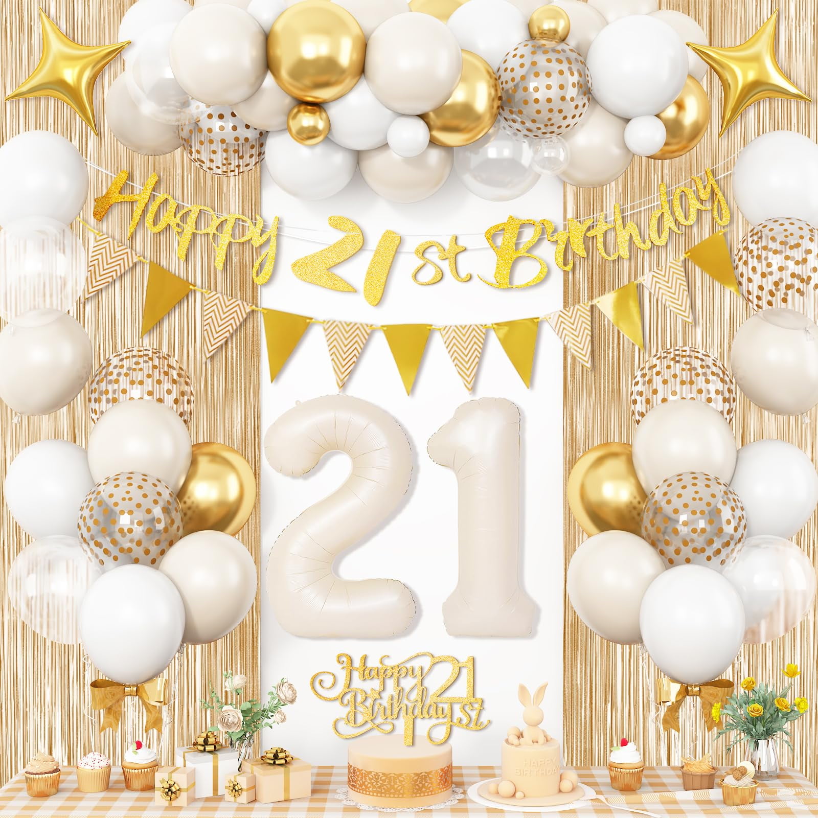 21st Birthday Decorations for Girls Pink Rose Gold,21st Birthday Balloons with Glitter 21st ...