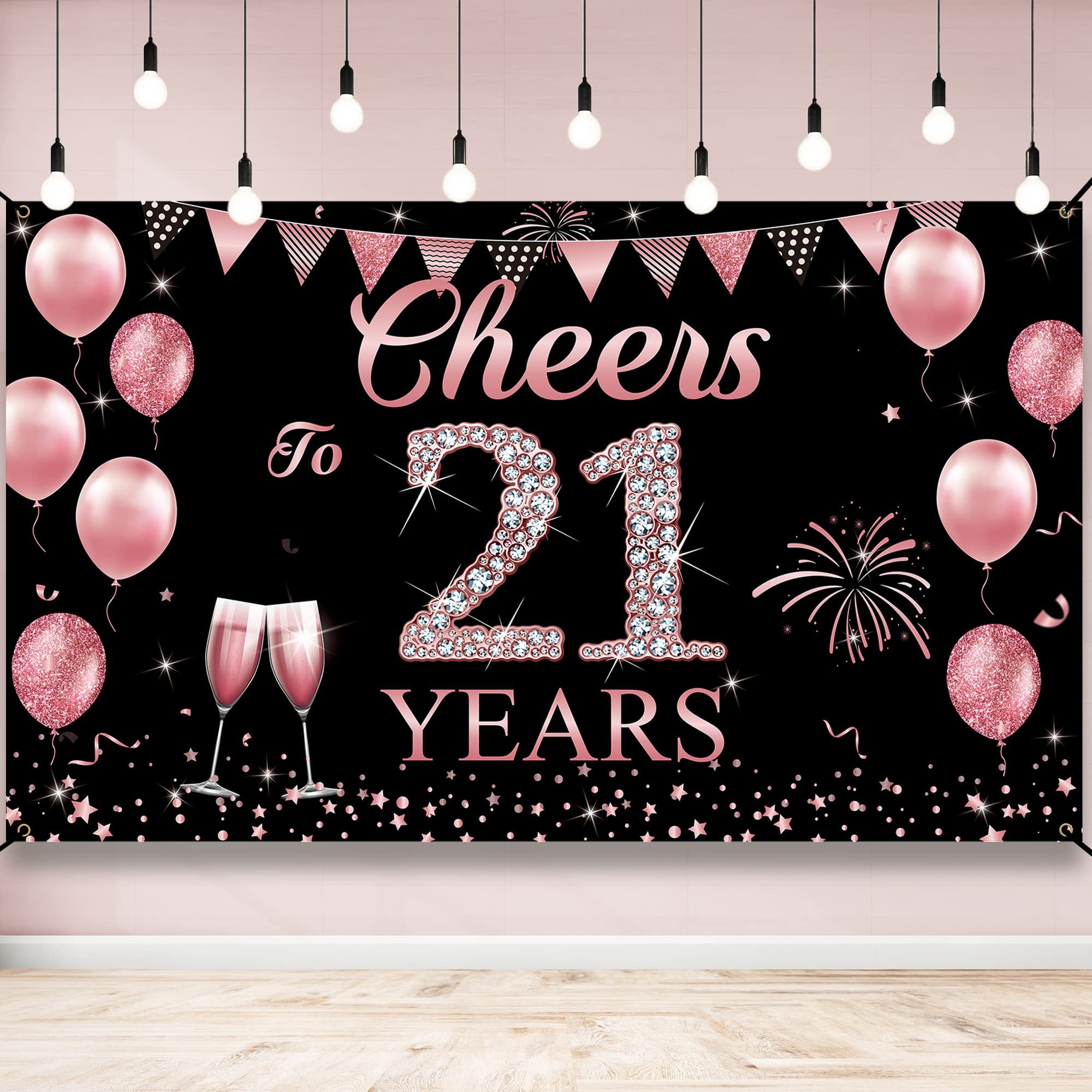21st Birthday Decorations for OIF8 Her, Cheers to 21 Years Birthday ...