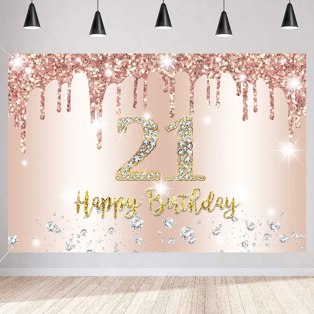 21st Birthday Decorations Party SSF20 Backdrop Banner for Women, Fabric ...
