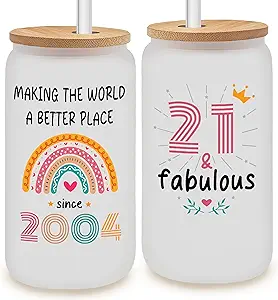 21st Birthday Frosted Glass Cup Set - Walmart.com
