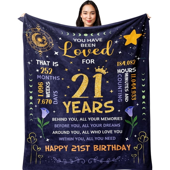 21st Birthday Gifts for Her, 21st Birthday Decorations Blanket 60