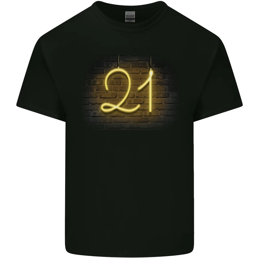 21st Birthday Neon Lights Twenty One Year Old Graphic Light Cotton ...