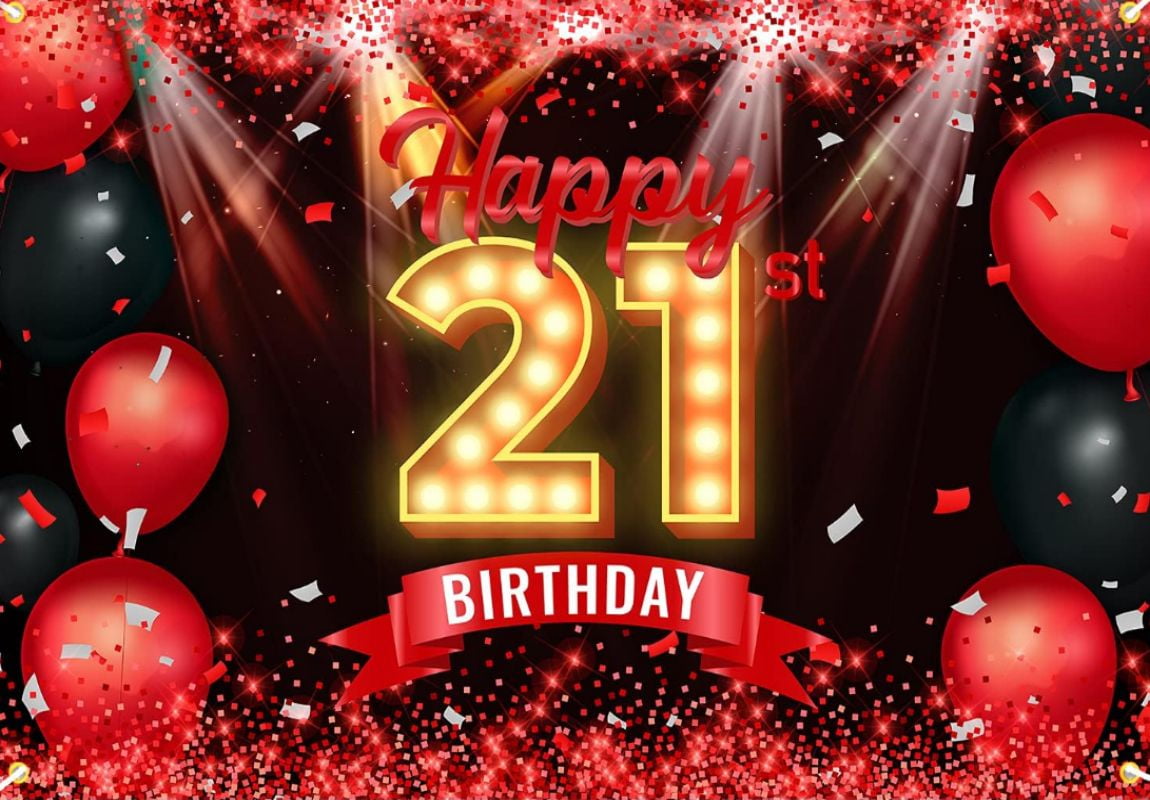 21st Birthday Number 21 Confetti Backdorp Background 21st Anniversary ...