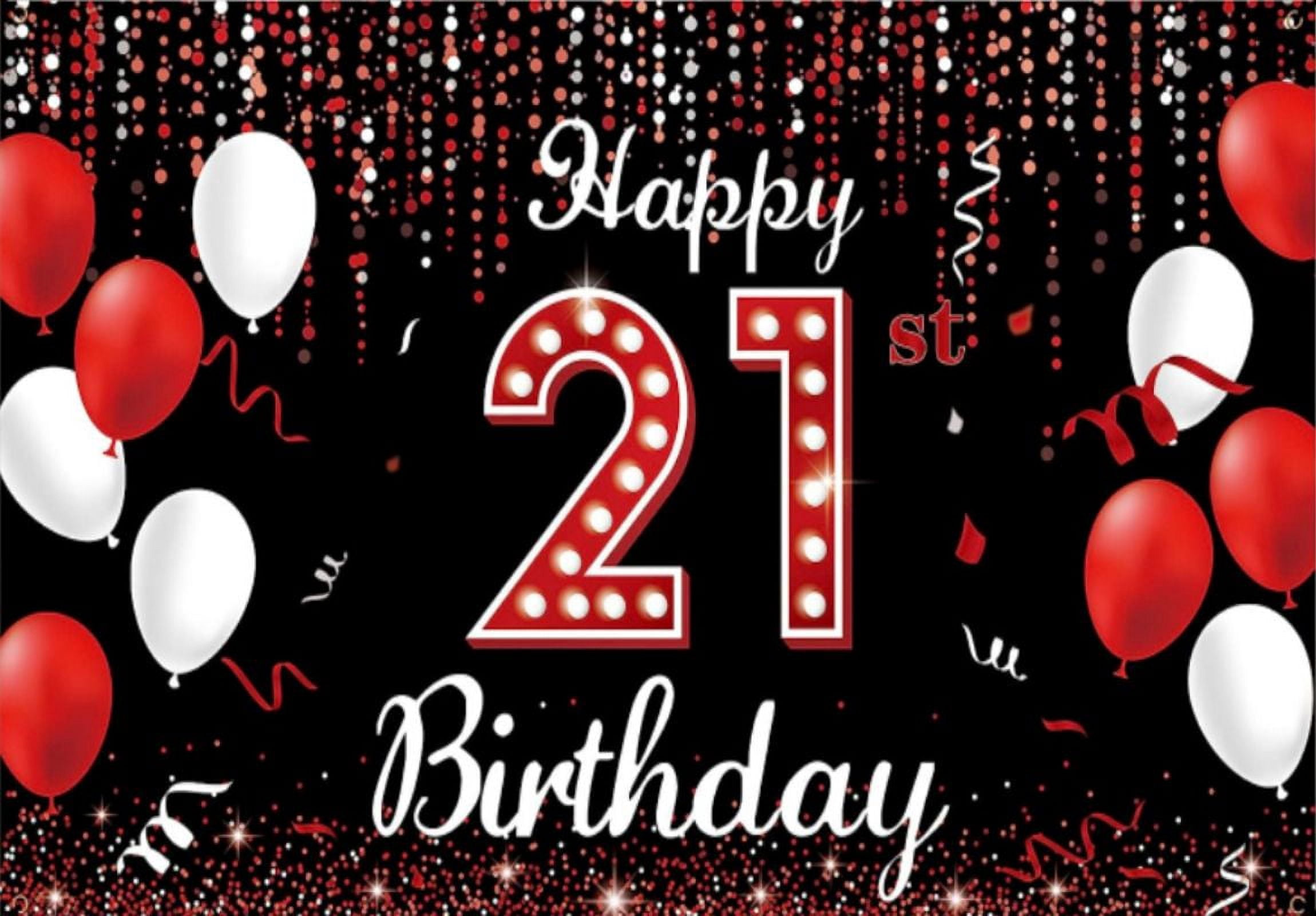 21st Birthday Party Backdrop for Men Cheers and Beers Party rations ...