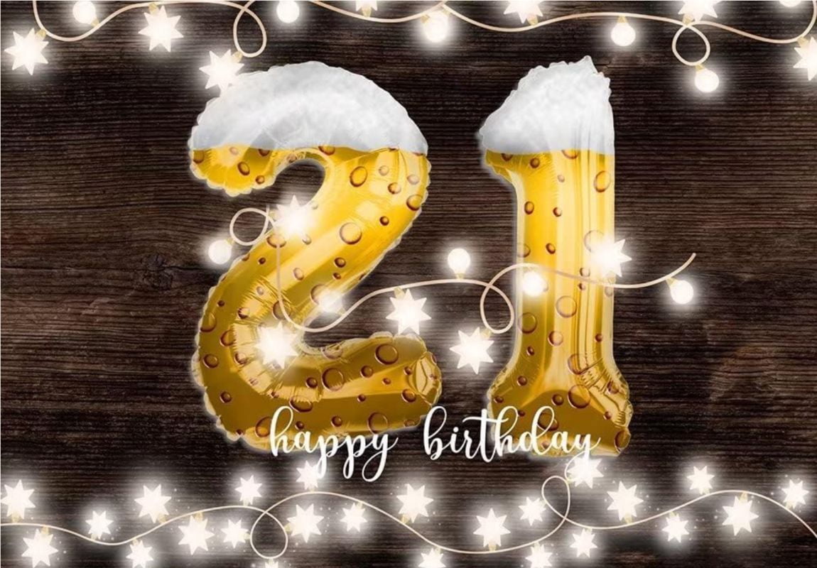 21st Birthday Party Backdrop for Men Cheers and Beers Party rations ...