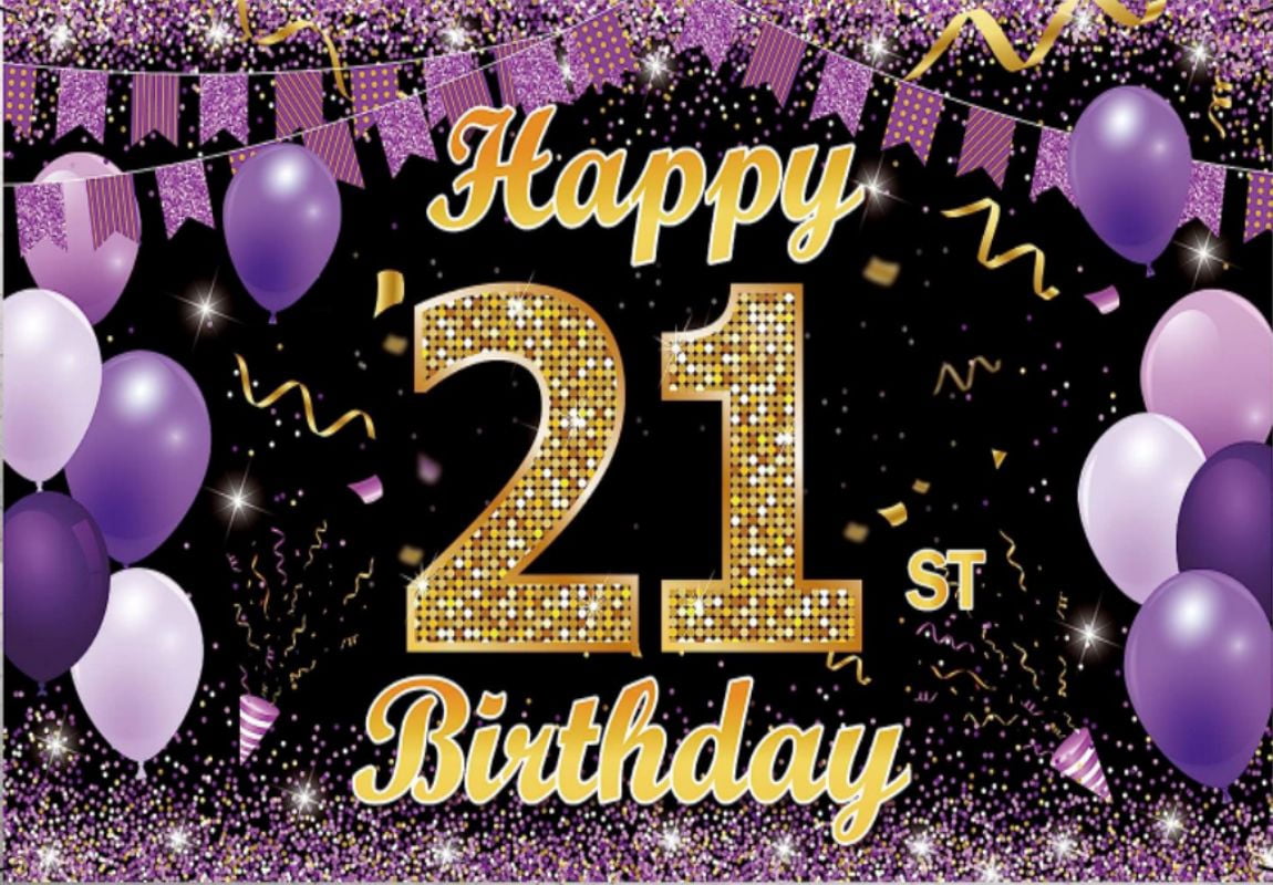 21st Birthday Party Backdrop for Men Cheers and Beers Party rations ...
