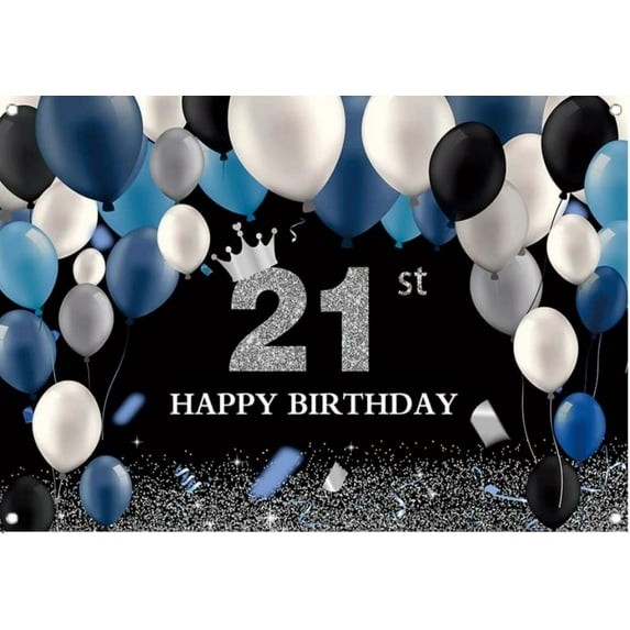 21st Birthday Party Backdrop for Men Cheers and Beers Party rations ...