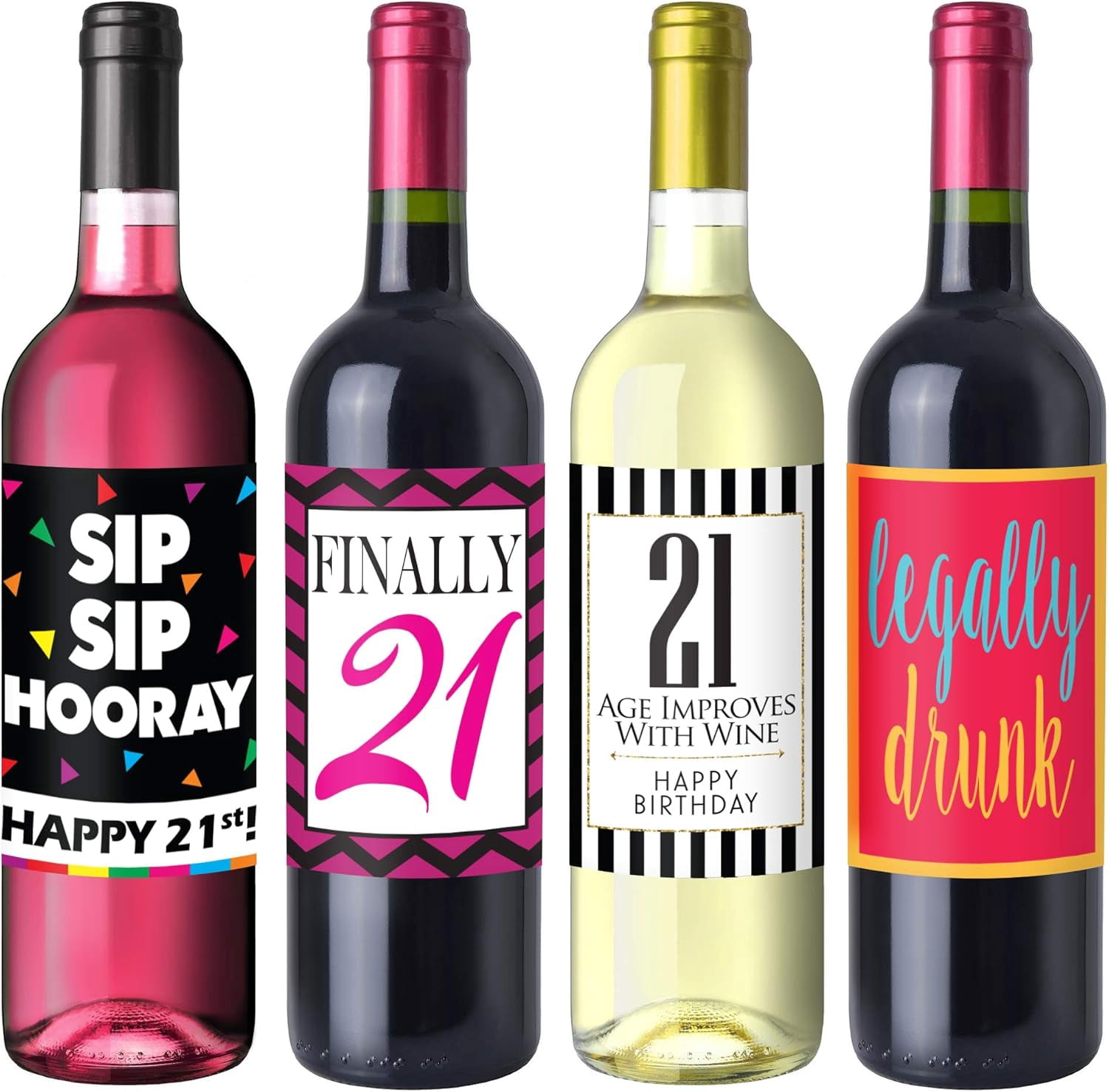 21st Birthday Party Wine Bottle Labels - Funny Celebration Supplies and ...