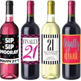 21st Birthday Party Wine Bottle Labels - Funny Celebration Supplies and ...
