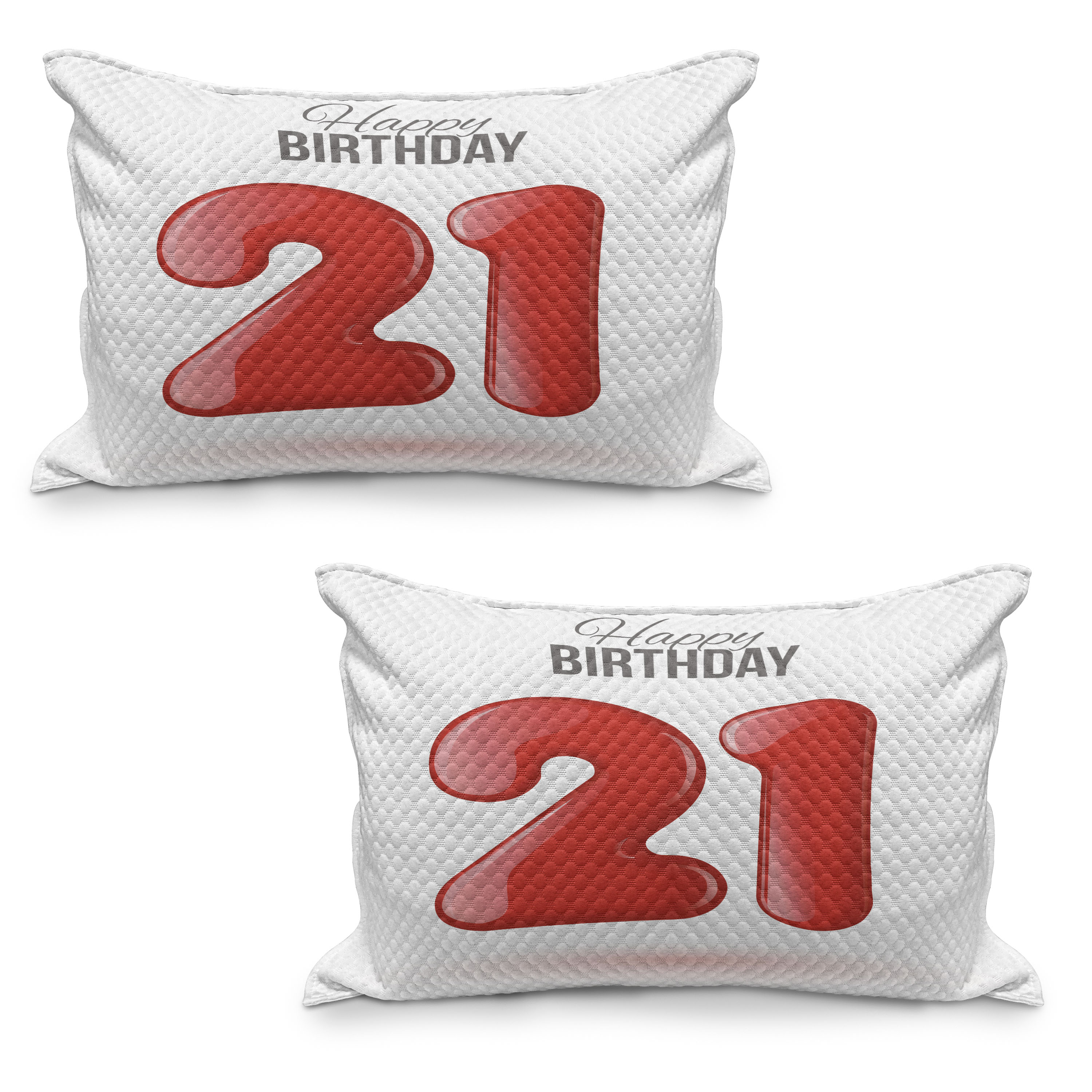 21st Birthday Quilted Pillowcover Set of 2, Hand Written Style Happy ...