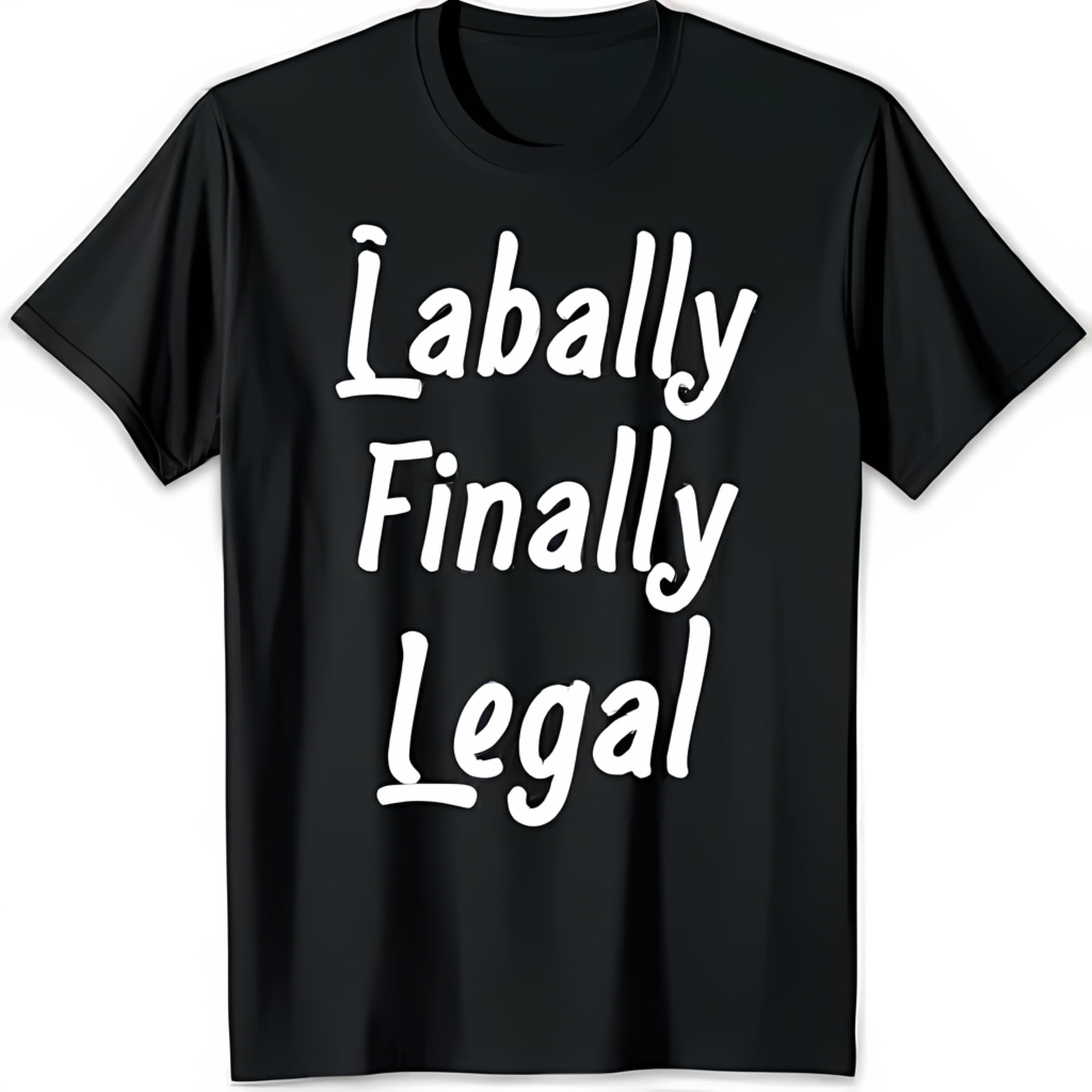 21st Birthday T-Shirt Black Tee with Labally Finally Legal Design Fun ...
