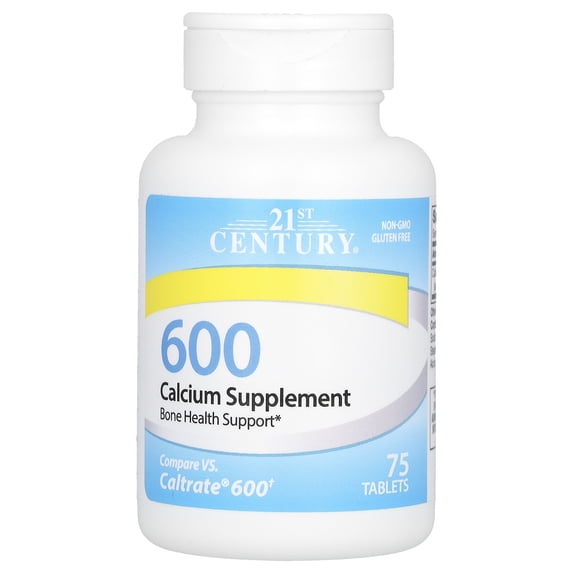 21st Century Calcium Supplement 600mg, Supports Bone Health and Muscle ...