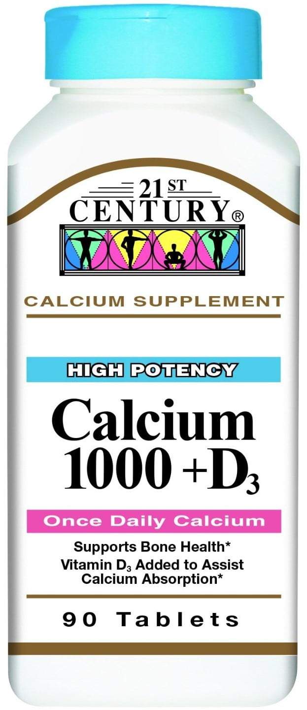 21st Century Bone Support Calcium 1000 + D Tablets, 90 Each - Pack of 3 ...