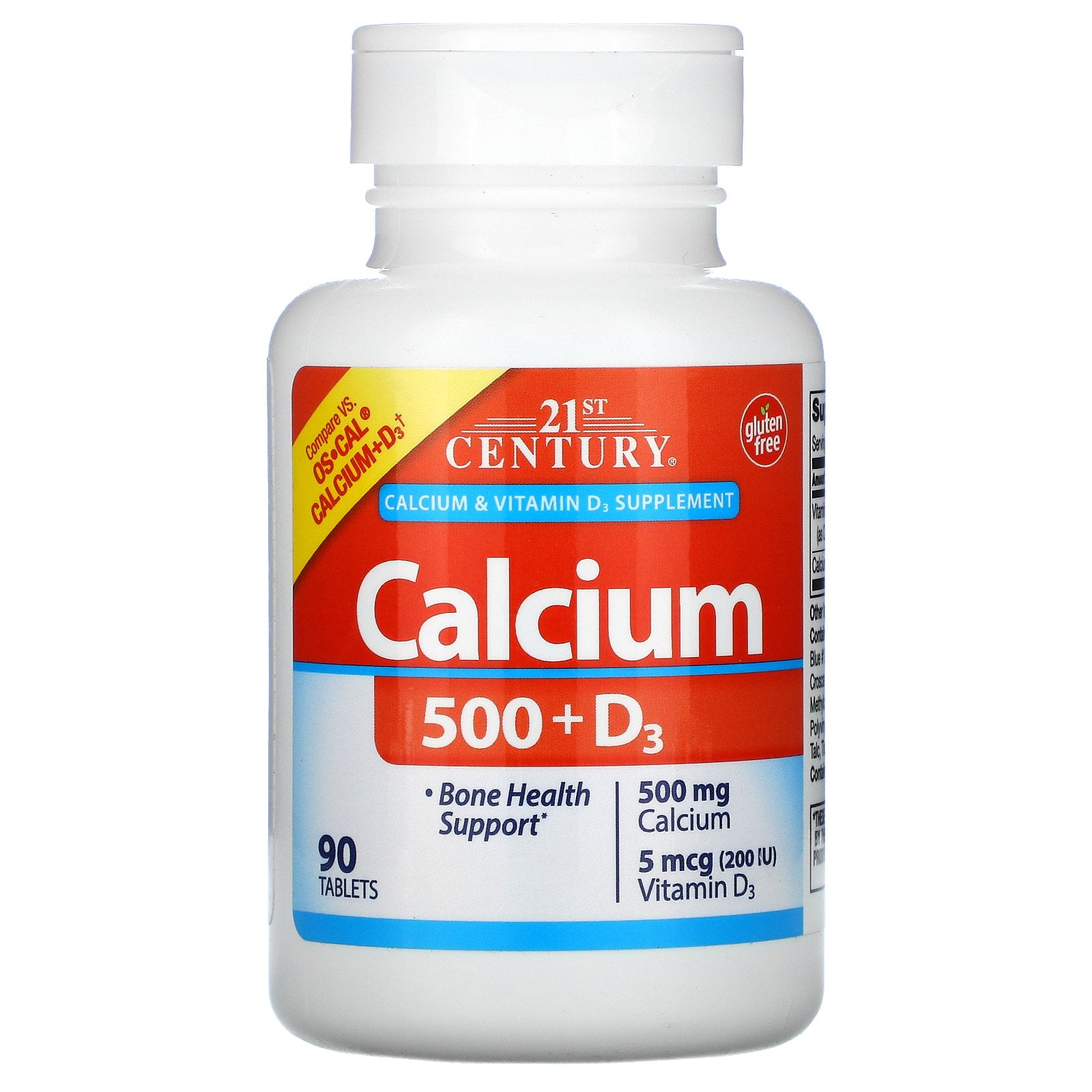 21st Century Calcium 500 mg, Vitamin D3 200 IU, Supports Bone Health ...
