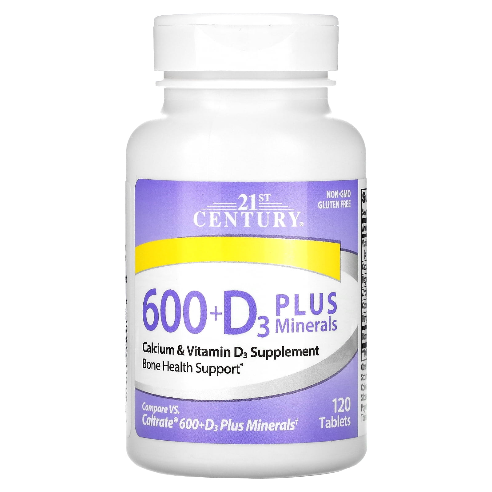 21st Century Calcium 600 Plus D + Minerals Caplets, 120ct - Walmart.com