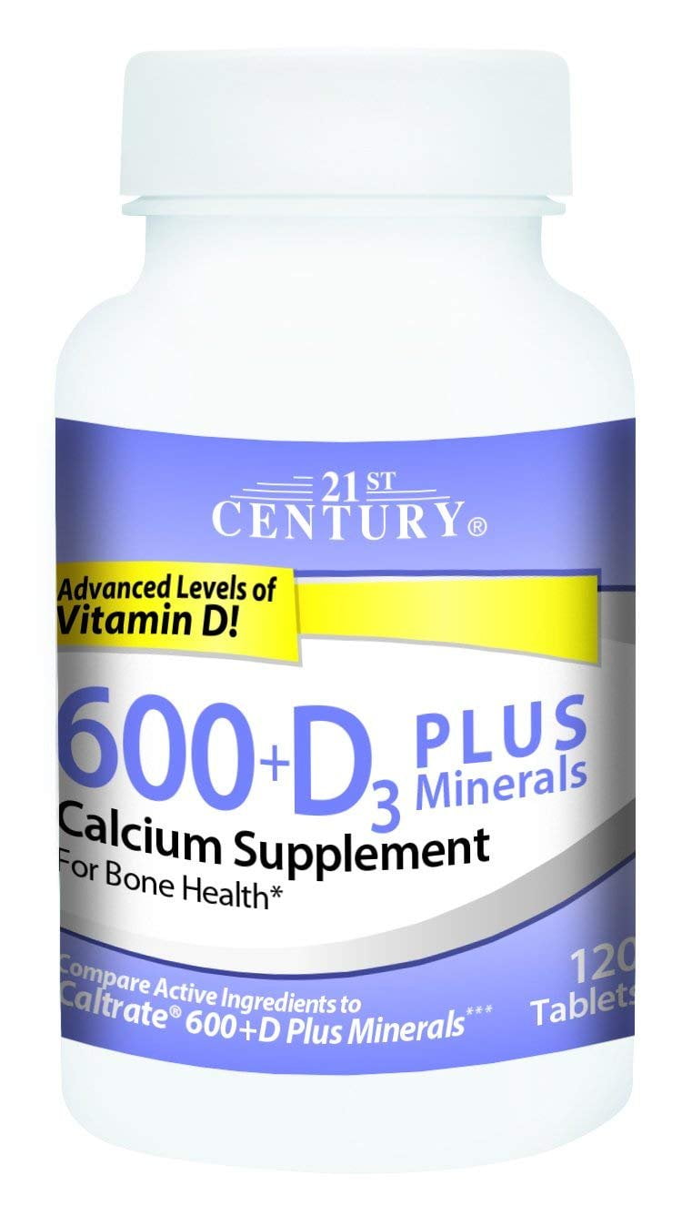 21st Century Calcium 600 Plus D Plus Minerals Caplets, 120 Count ...