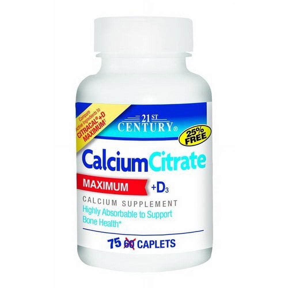 21st Century, Calcium Citrate Maximum + D3 Tablets, 75 Ea - 2 Pack - Walmart.com