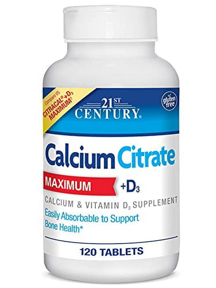21st Century Calcium Citrate Plus D Maximum Caplets, 120 Count, 6 Pack ...