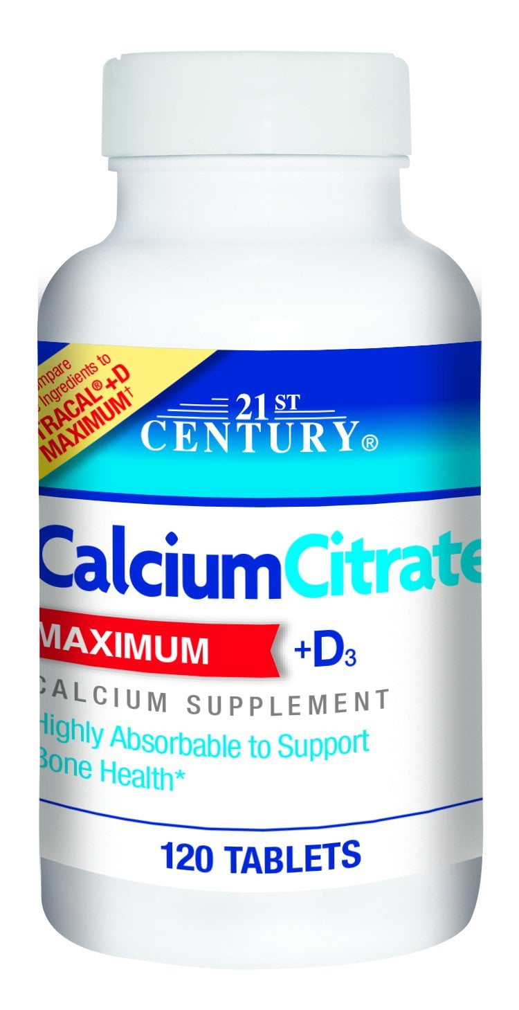 21st Century Calcium Citrate Plus D Maximum Caplets, 120 Count ...