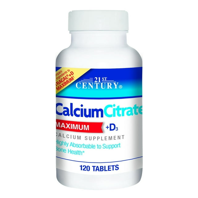 21st Century Calcium Citrate Plus D Maximum Caplets, 120 Count ...
