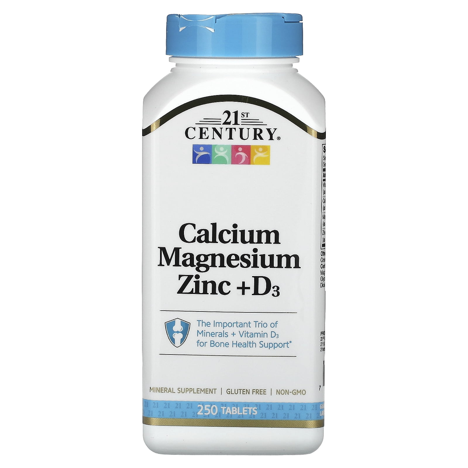 21st Century Calcium Magnesium Zinc + D3, 250 Tablets - Walmart.com
