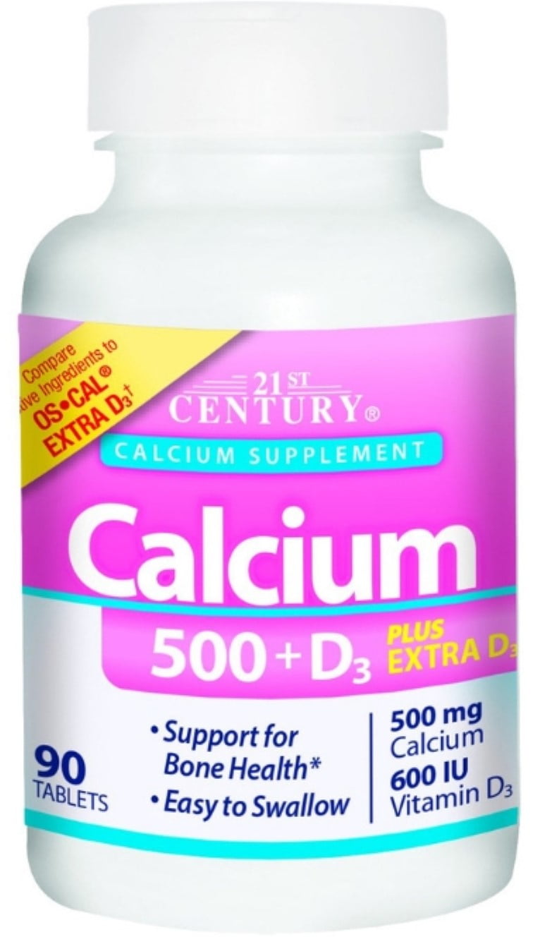 21st Century Calcium Plus Extra D Caplets, 500 mg, 90 Each - (Pack of 4 ...