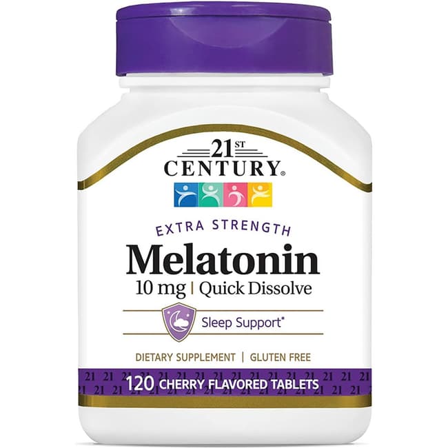 21st Century High Dose Melatonin - Cherry Flavor, Quick Dissolve 10mg ...