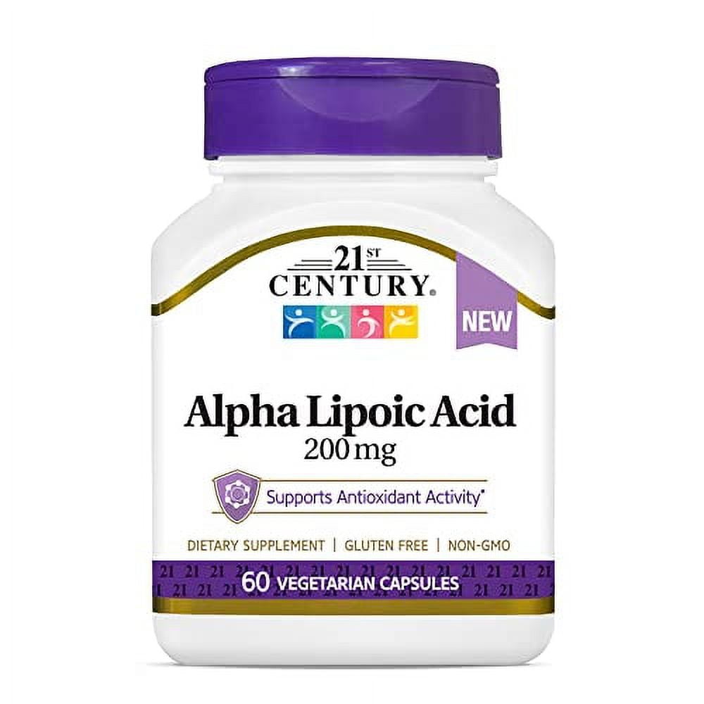 21st Century HealthCare Alpha Lipoic Acid 200 mg, 60 Count Vegetarian Capsules - Walmart.com