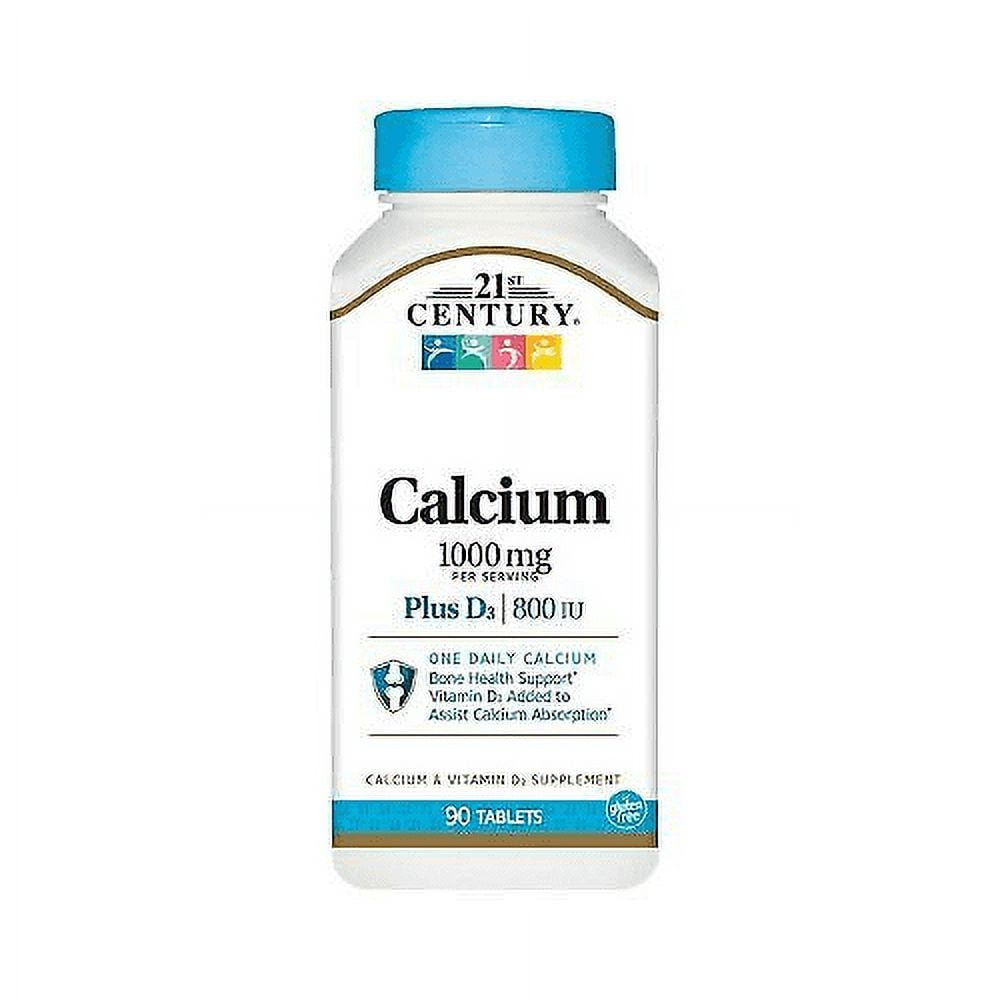 21st Century High Potency Calcium 1000 + D3 Support Bone Health 90ct,6 ...