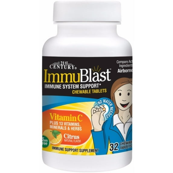 21st Century Immublast Chewable Tablets, Citrus Flavor, Immune System ...