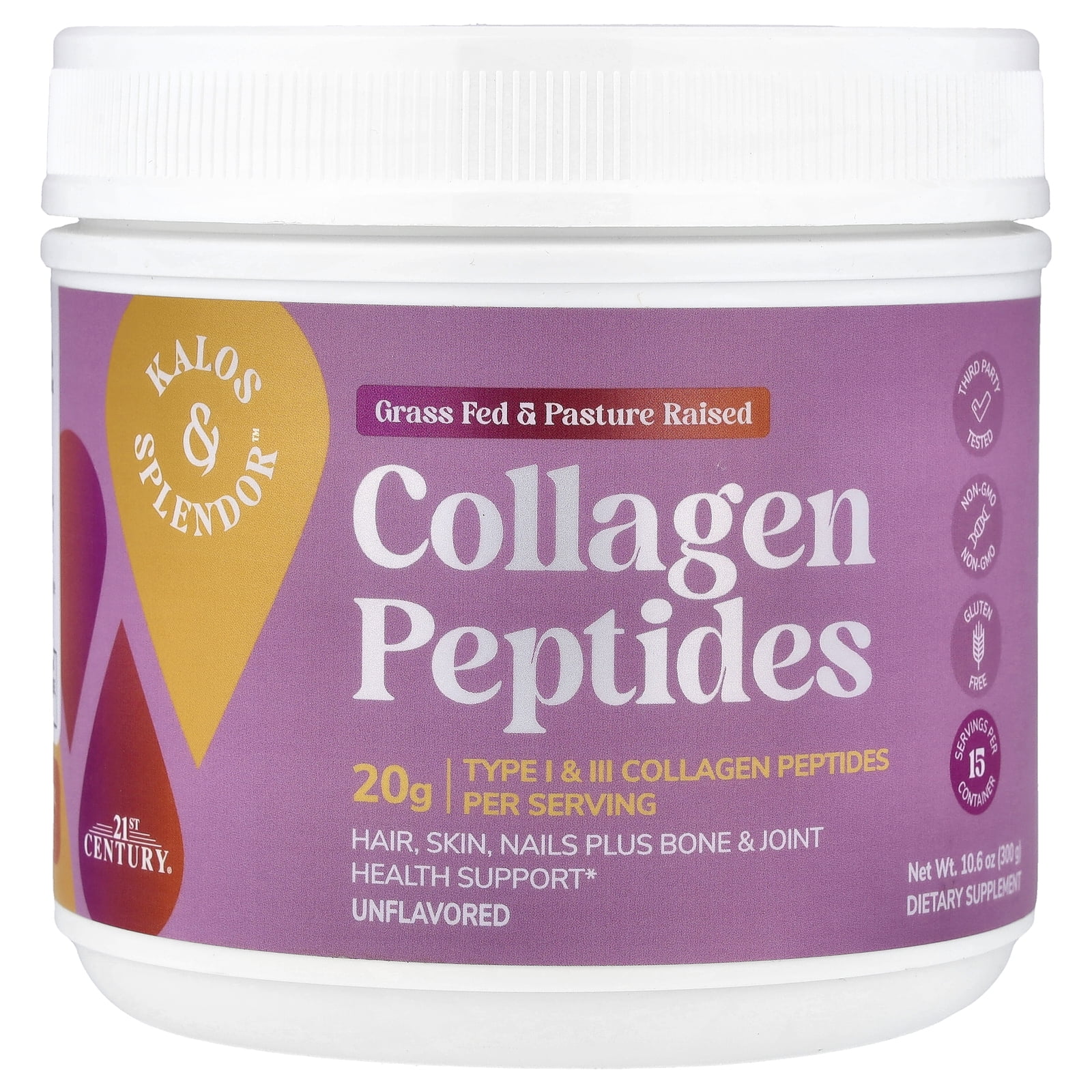 21st Century Kalos & Splendor™ Collagen Peptides, Unflavored, 10.6 oz ...