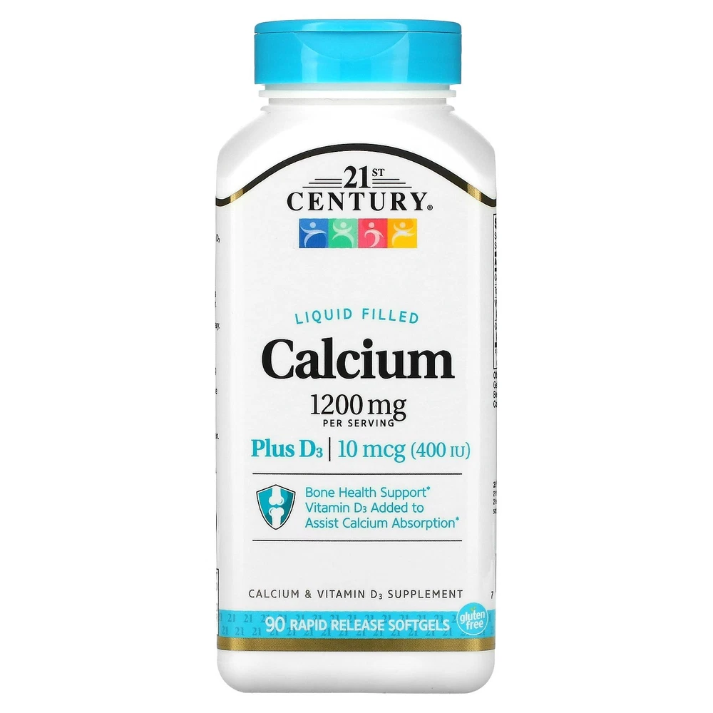 21st Century, Liquid Filled Calcium Plus D3, 1,200 mg, 90 Rapid Release ...