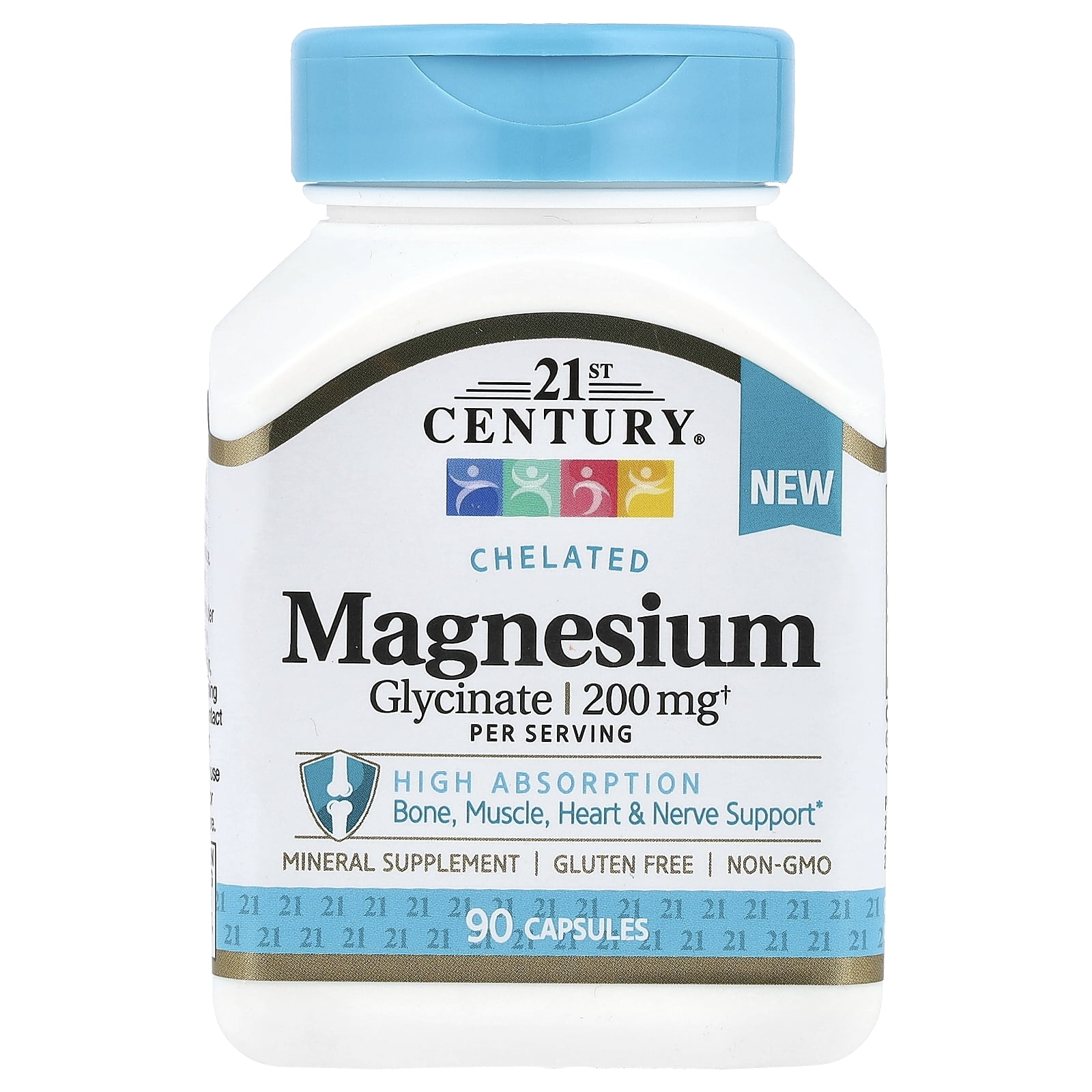 21st Century Chelated Magnesium Glycinate, 90 Capsules, (100 mg per ...